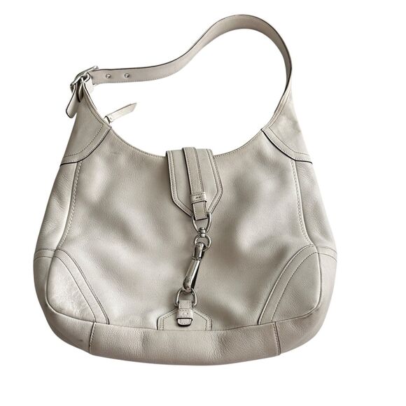 Coach | Bags | Coach Hamilton White Leather Hook Zipper Closure Hobo ...